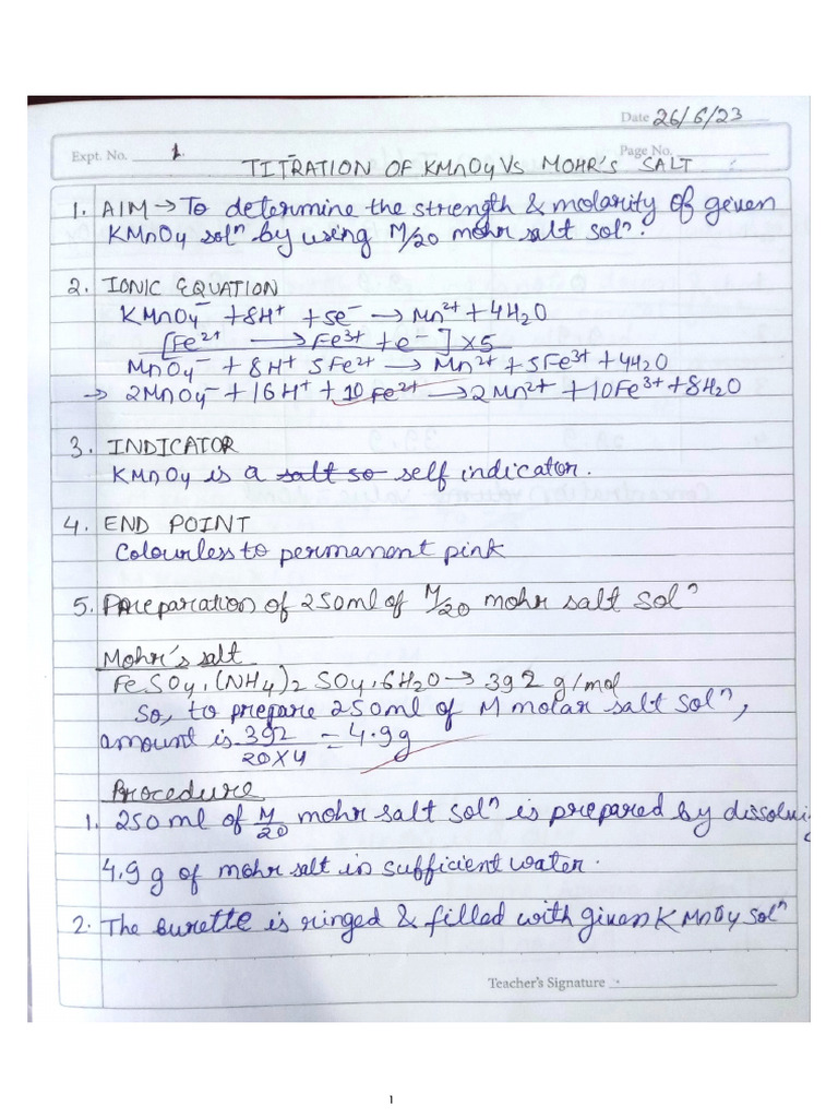 Chemistry Practical Record | PDF