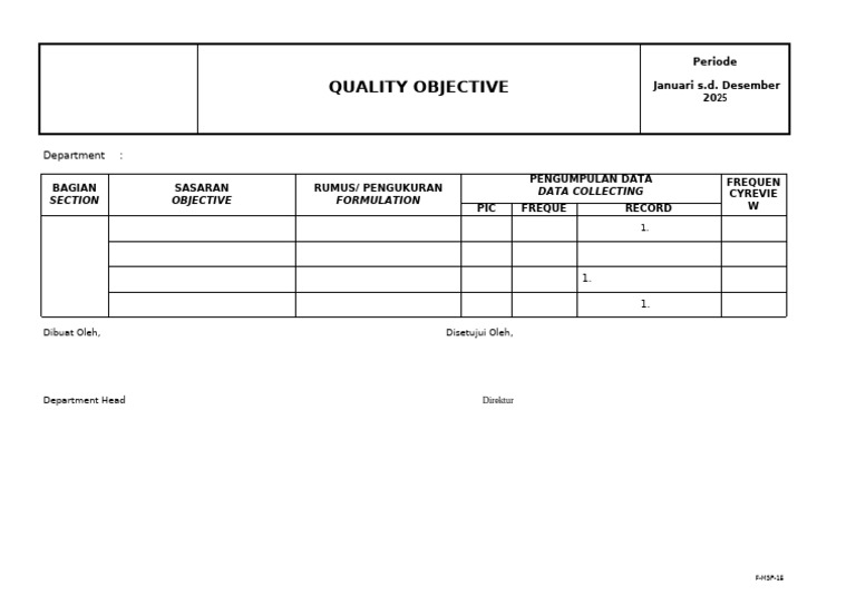 MSP-15. Quality Objective | PDF