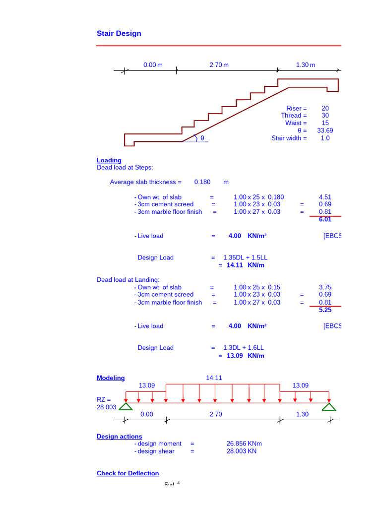 Stair Design Load Calculations | PDF
