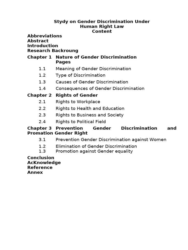 Gender Discrimination Study in Law | PDF