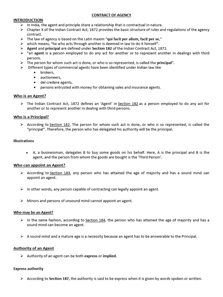CONTRACT OF AGENCY | PDF | Law Of Agency | Business
