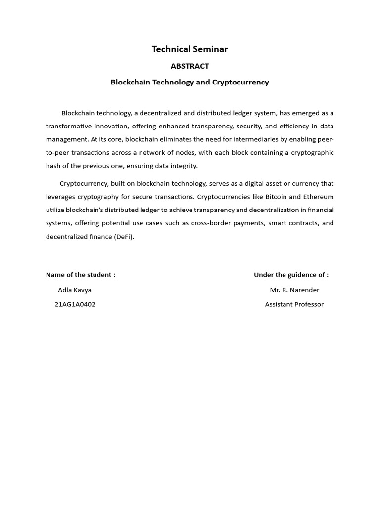 Blockchain Technical Seminar | PDF