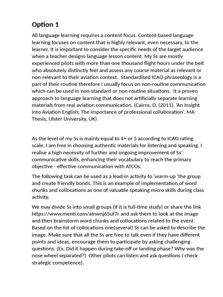 Option 1 | PDF | Learning | Communication