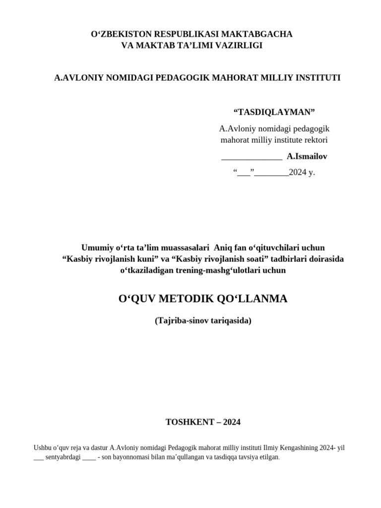 Matematika KRK 6-Dars Qo'llanma | PDF