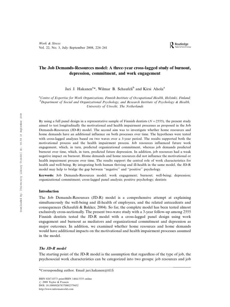 The Job Demands-Resources Model: A Three-Year Cross-Lagged Study of ...