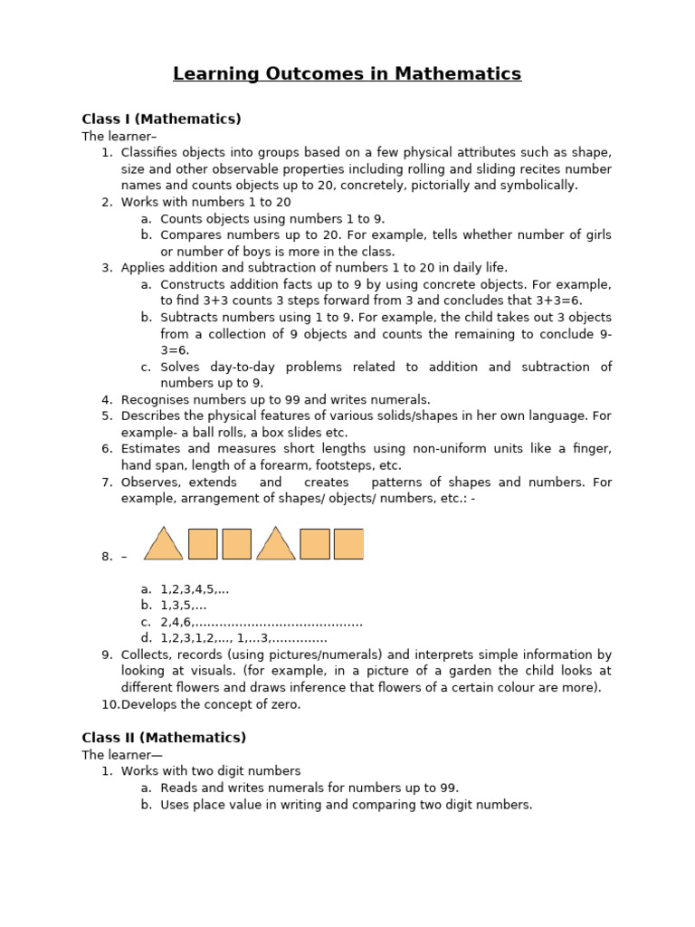 Math Outcome1 1 | PDF | Numbers | Volume