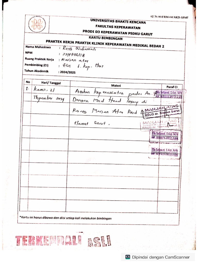 Kartu Bimbingan LK 2 - Resti Widiawati 3C | PDF