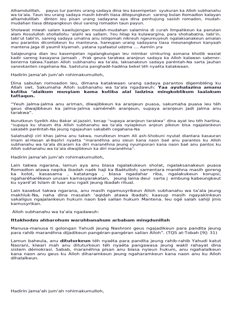 Khutbah Jumat Romadon Akhir | PDF