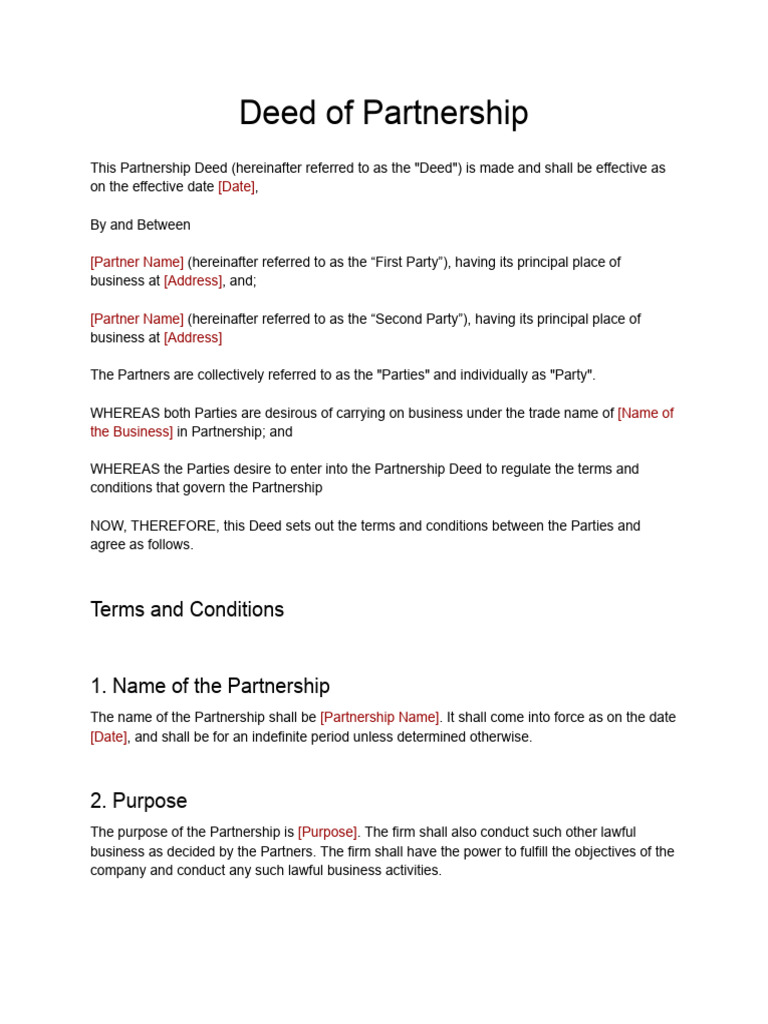 Partnership Deed Template | PDF | Income Statement | Arbitration