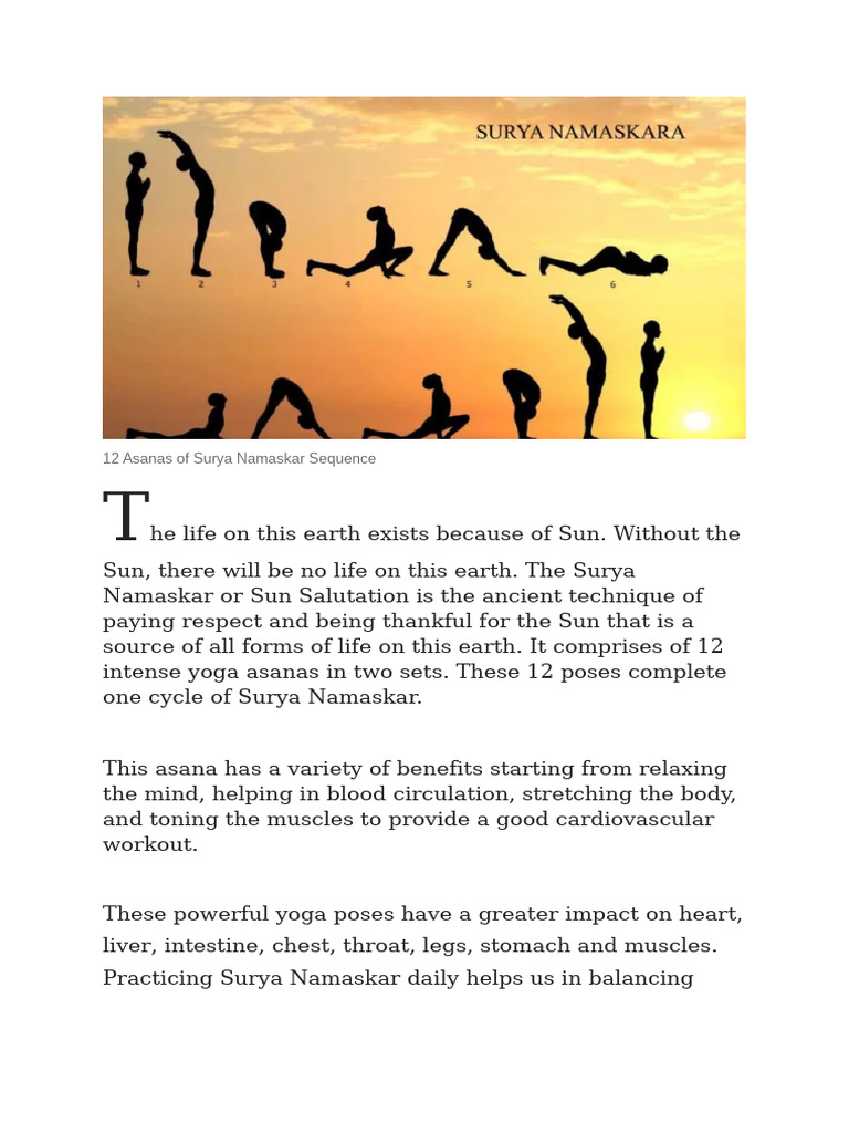 Surya Namaskar | PDF | Asana | Breathing