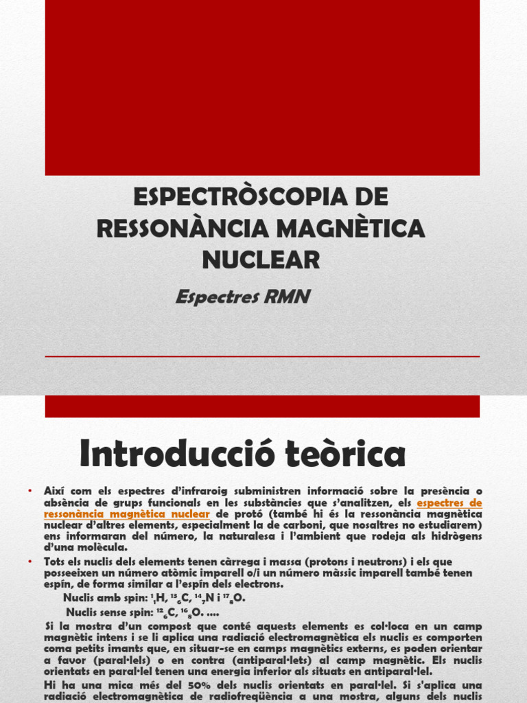 Espectròscopia de Ressonància Magnètica Nuclear: Espectres RMN | PDF
