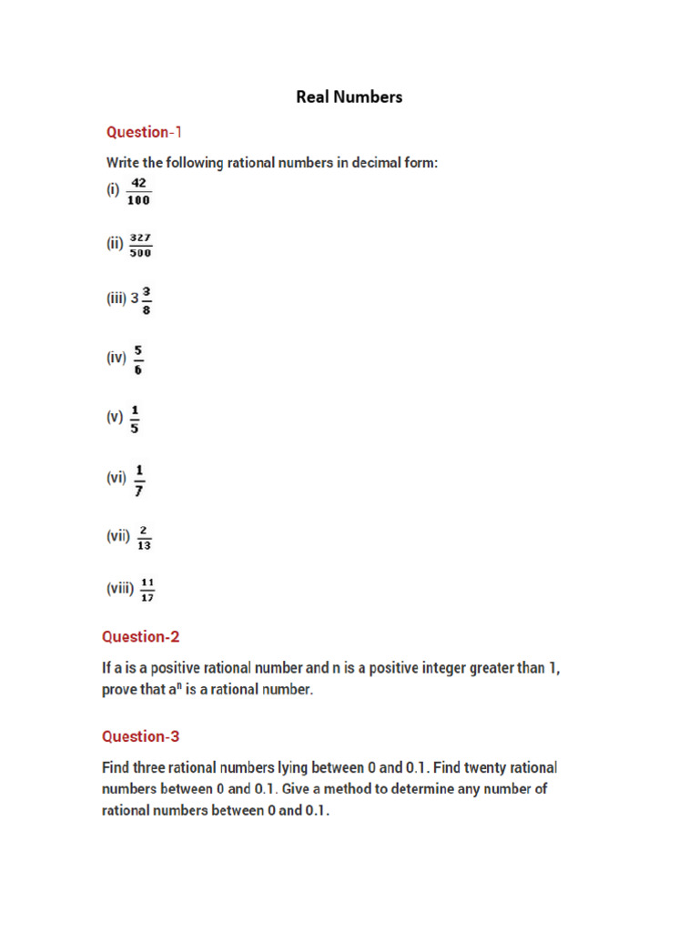 Real Numbers | PDF