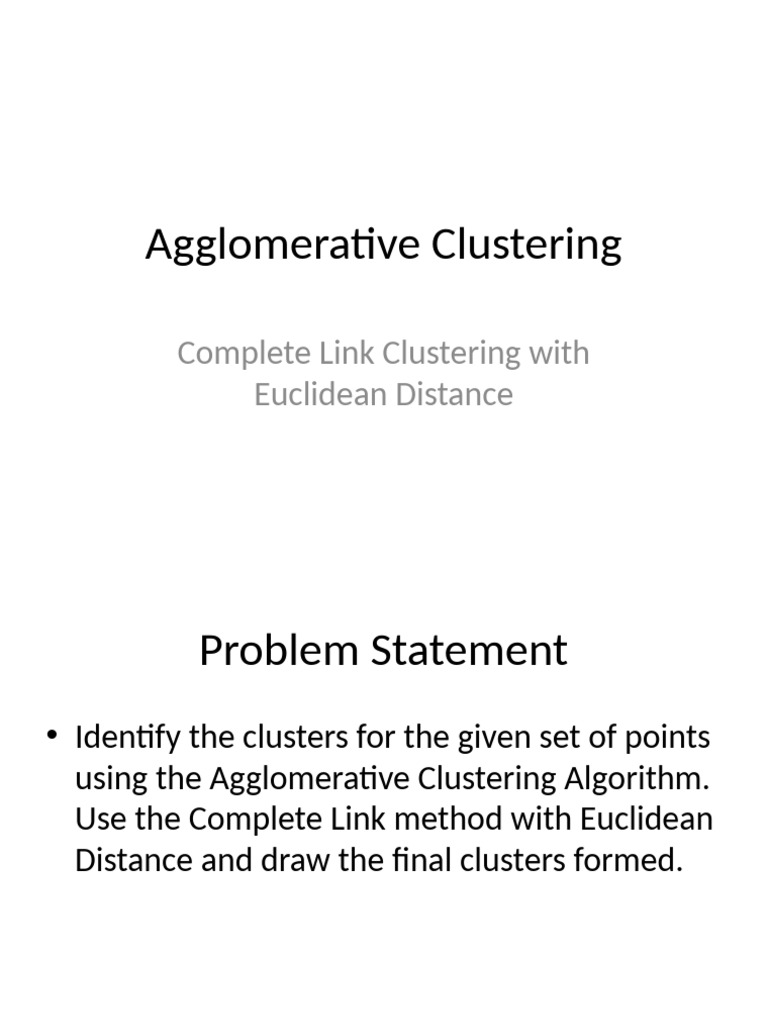 Agglomerative Clustering Example | PDF