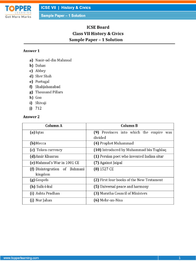 Class 7 HistCivic Ans | PDF