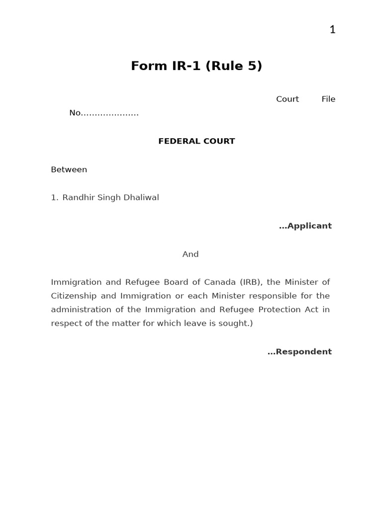 Immigration Judicial Review Application | PDF | Justice | Crime & Violence