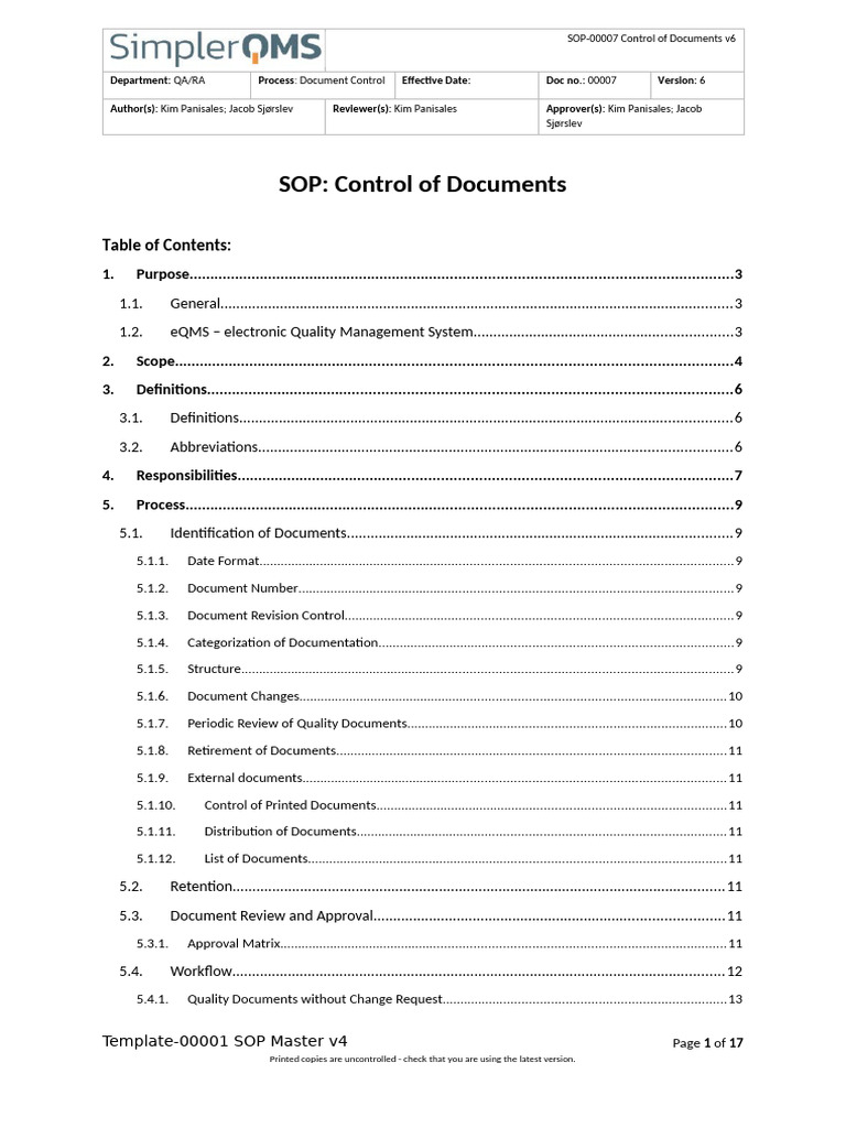 Document Control for QA/RA Teams | PDF | Version Control | Quality ...