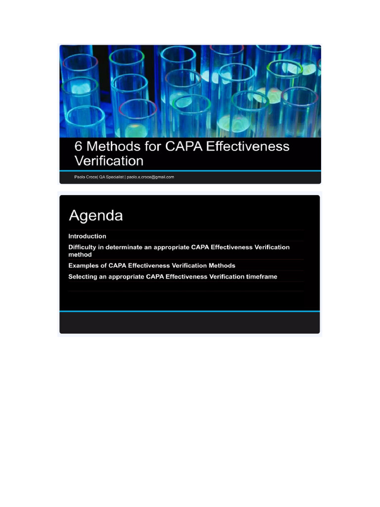 Capa Effectiveness Check Methods Pdf