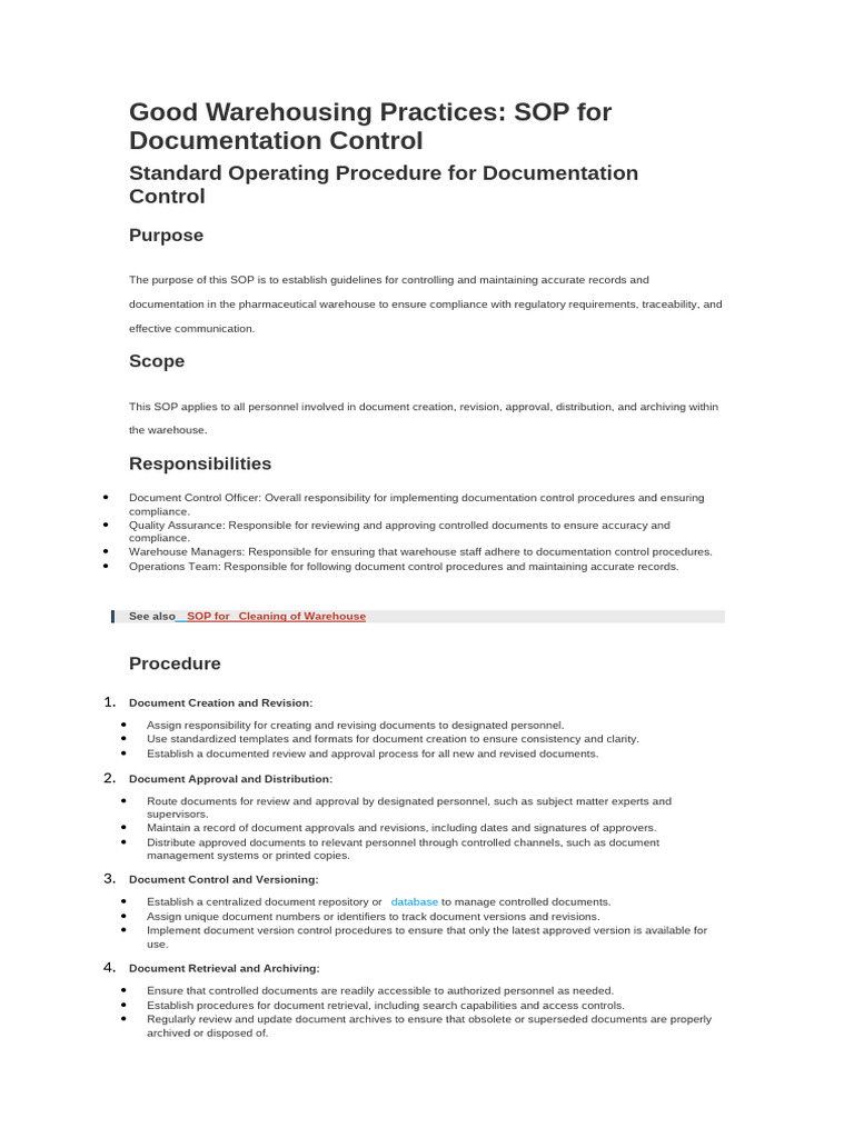Doc Control_ GWP | PDF | Version Control | Warehouse
