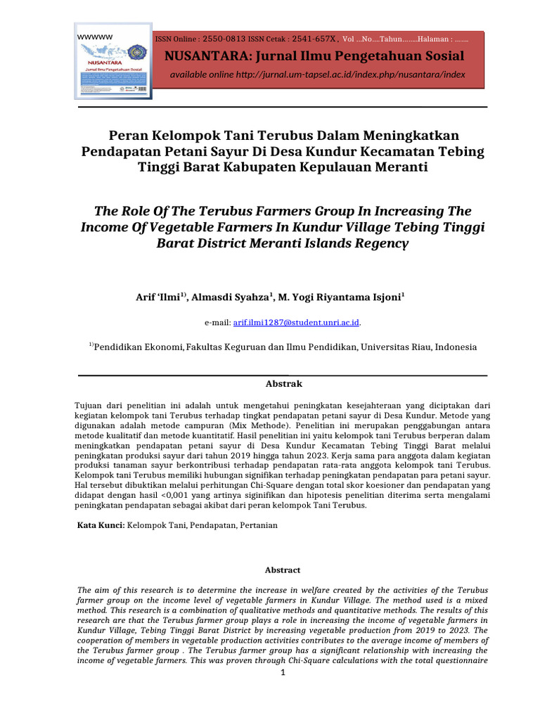 Arif Ilmi Template Jurnal Nusantara | PDF