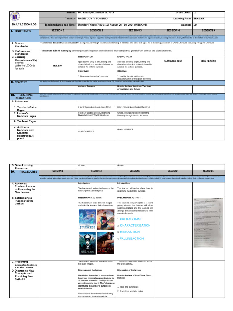 TOMENIO DLL English10 W5.1 | PDF | Learning | Curriculum