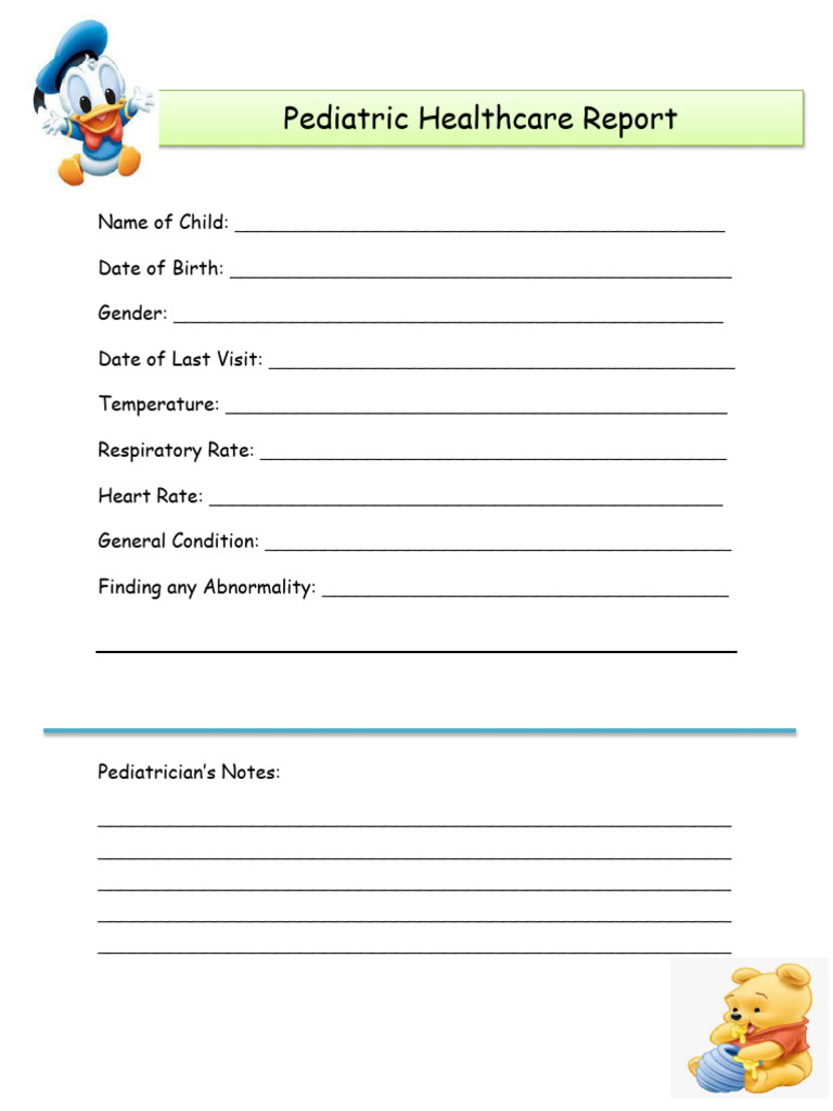 Pediatric Healthcare Report Template | PDF