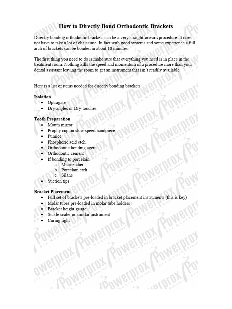 Direct Bonding of Orthodontic Brackets | PDF | Orthodontics | Dentistry ...