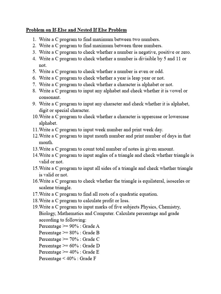 Practice Questions On If Else | PDF