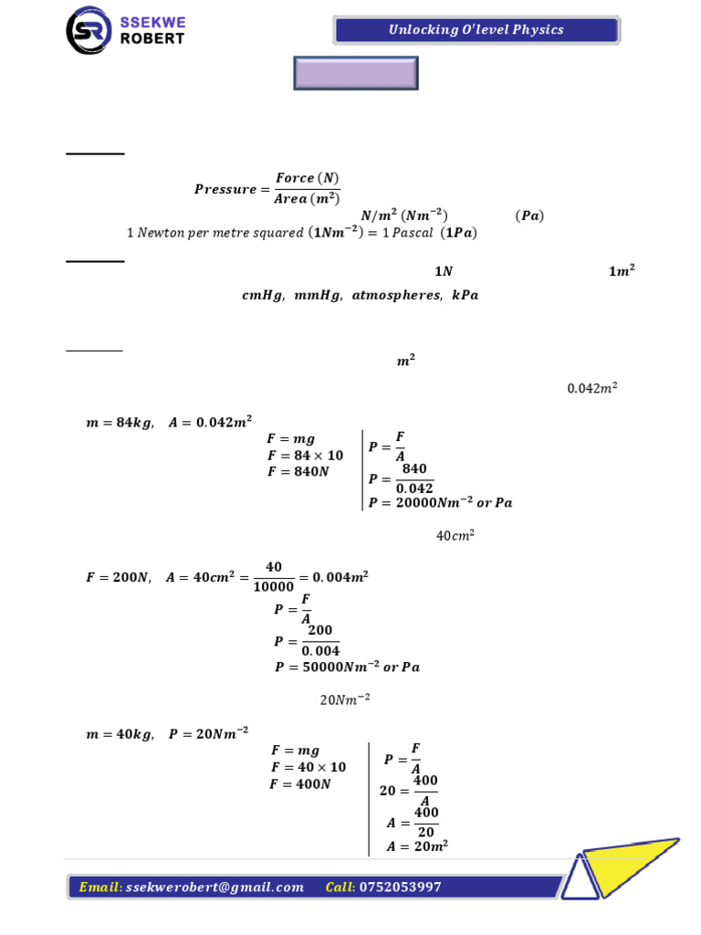 Understanding Pressure in Physics | PDF | Pressure | Atmosphere Of Earth