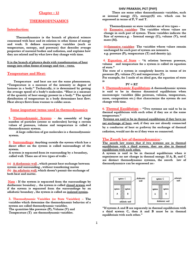 Thermodynamics: Key Concepts Explained | PDF | Heat | Thermodynamic ...