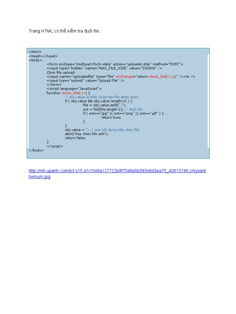 HTML File Upload with Extension Check | PDF