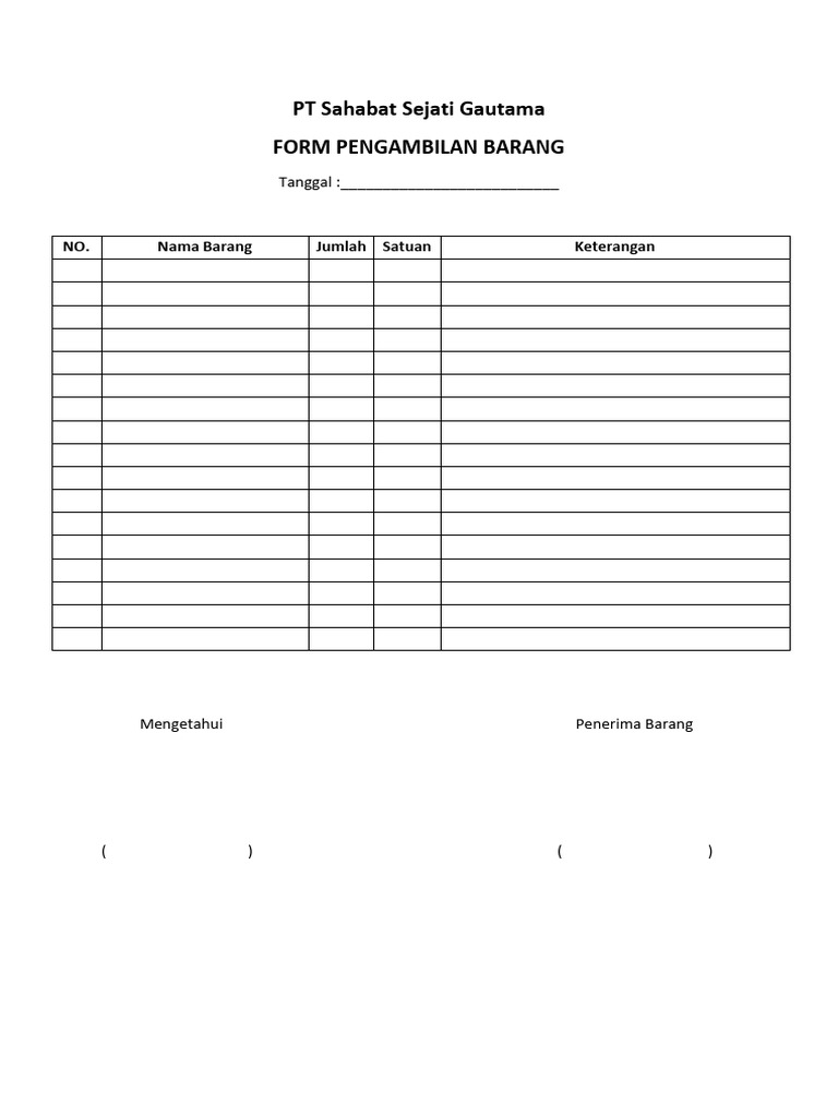 Form Pengambilan Barang | PDF