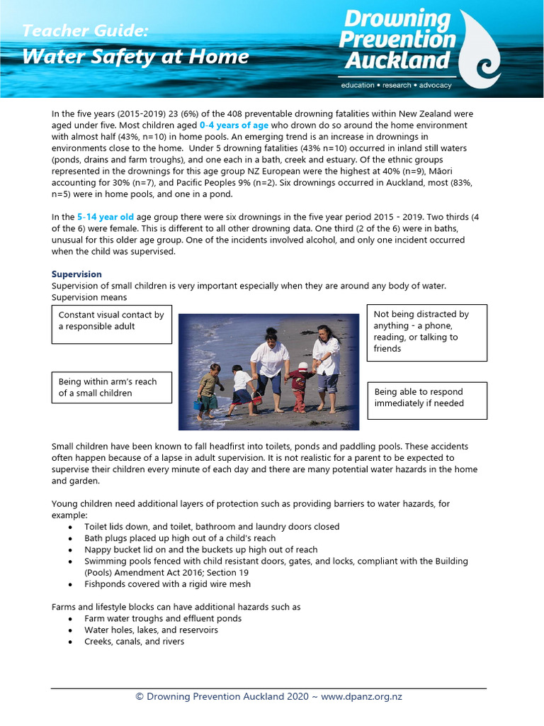 Teacher Guide Water Safety at Home | PDF | Swimming Pool