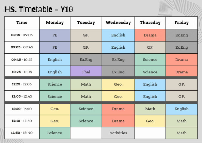 Grey Modern Class Schedule Print | PDF
