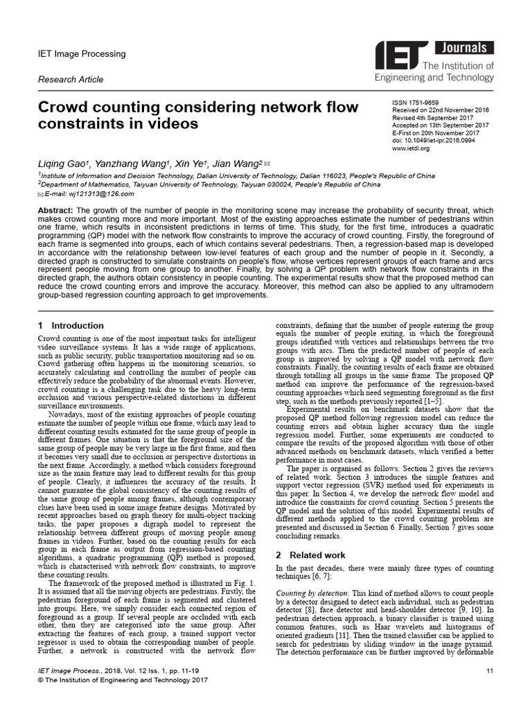 IET Image Processing - 2018 - Gao - Crowd counting considering network flow constraints in ...