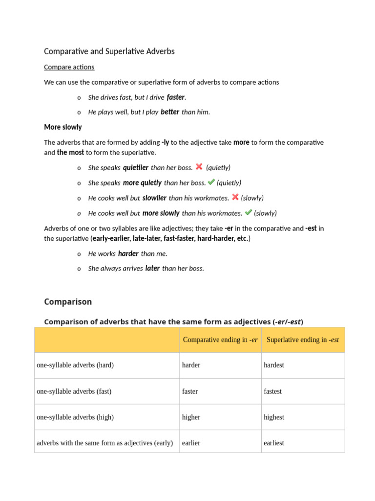 Comparative and Superlative Adverbs | PDF | Adverb | Linguistics