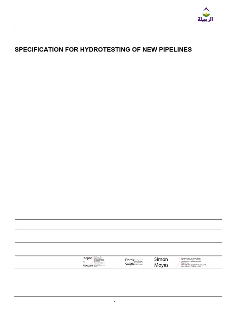 0000bf C g0 g000 PL SPC 0001 b07 Specification For Hydrotesting of New ...