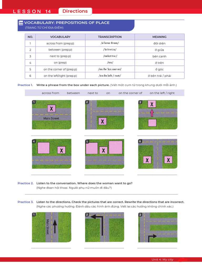 Prepositions of Place and Directions | PDF | Grammar | Syntax