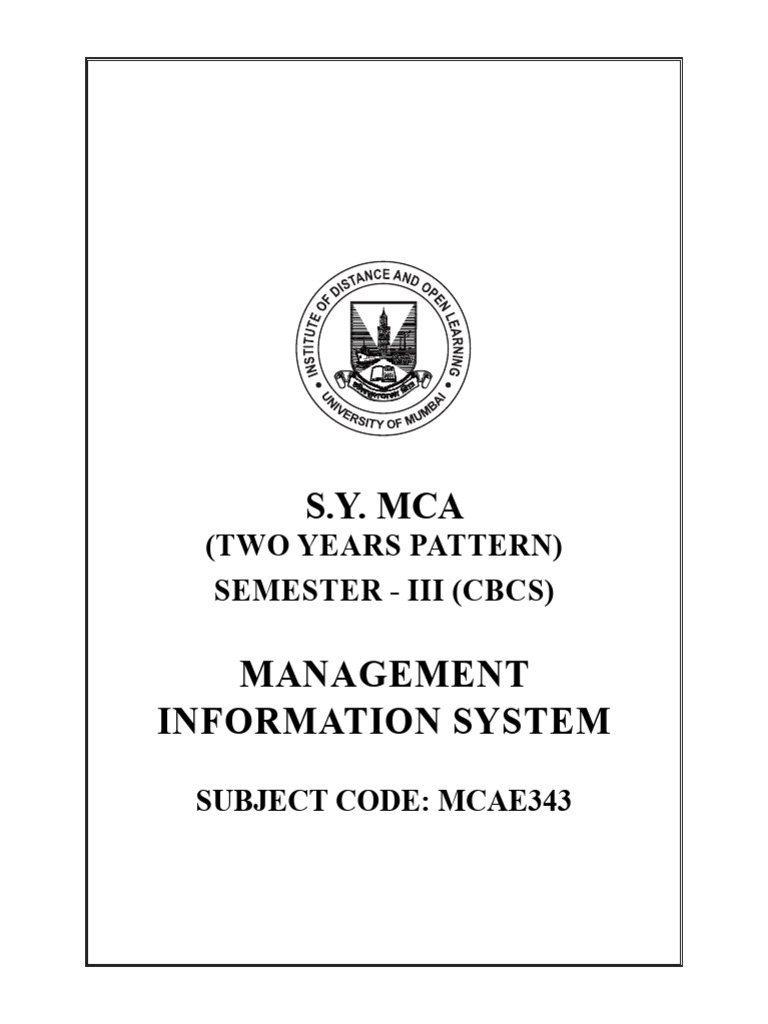 MCA Sem3 Management Information System DONE | PDF | Information | System