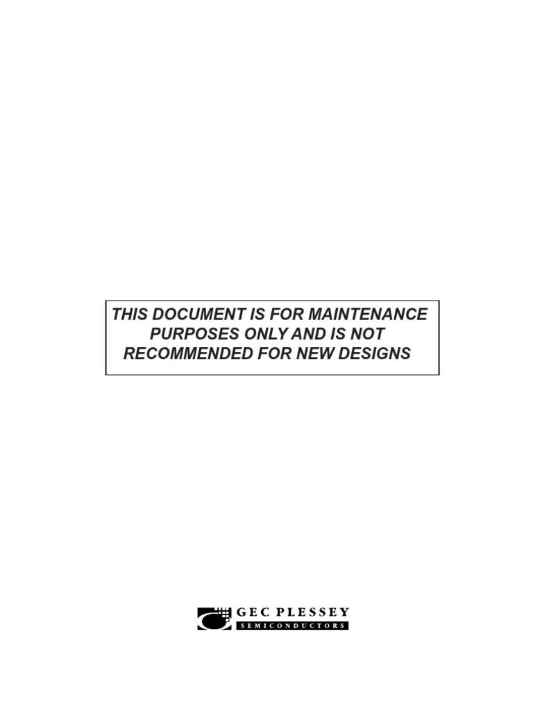 This Document Is For Maintenance Purposes Only and Is Not Recommended ...