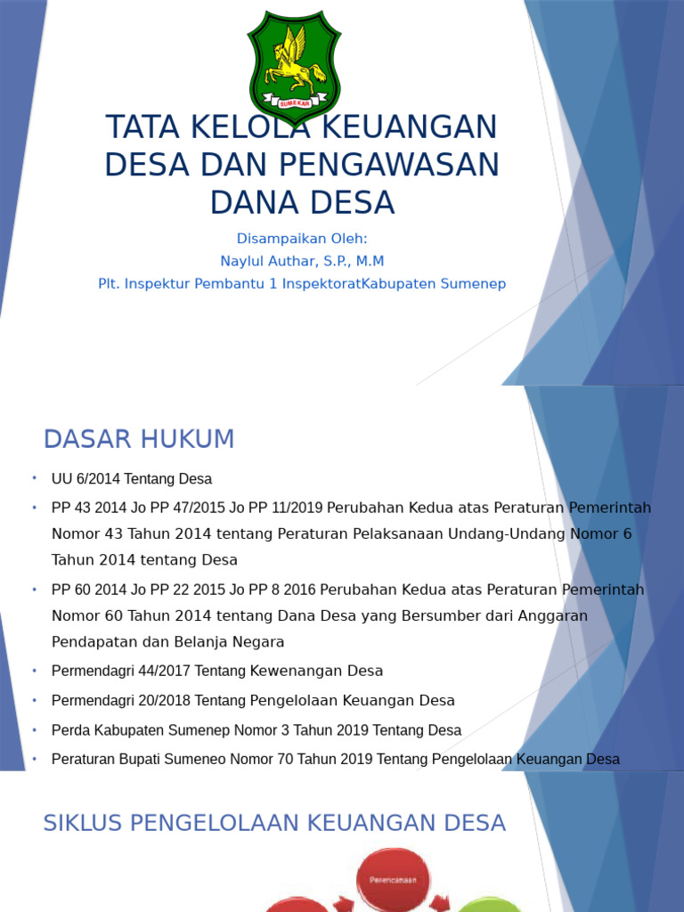 Tata Kelola Keuangan Desa Dan Pengawasan Dana Desa | PDF