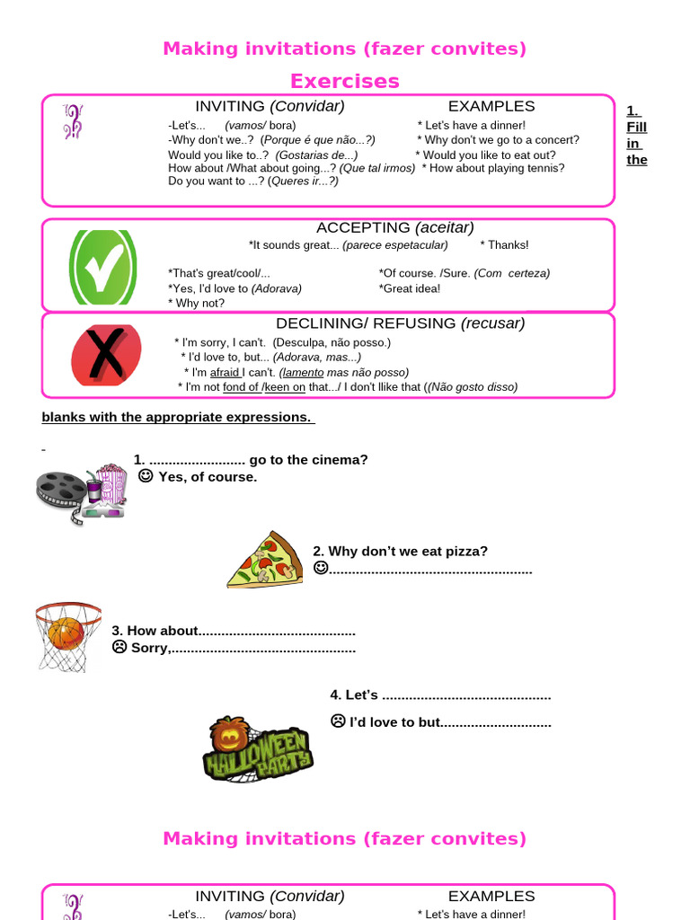Invitation Expressions Exercise | PDF