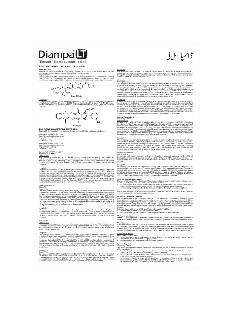 Diampa LT Leafler Folded PAK | PDF | Pharmacokinetics | Diabetes
