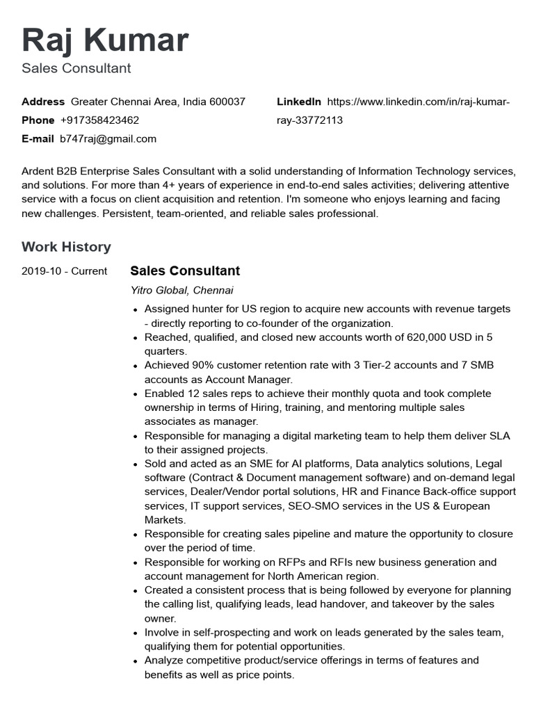 Raj_Kumar_Resume | PDF | Sales | Linked In