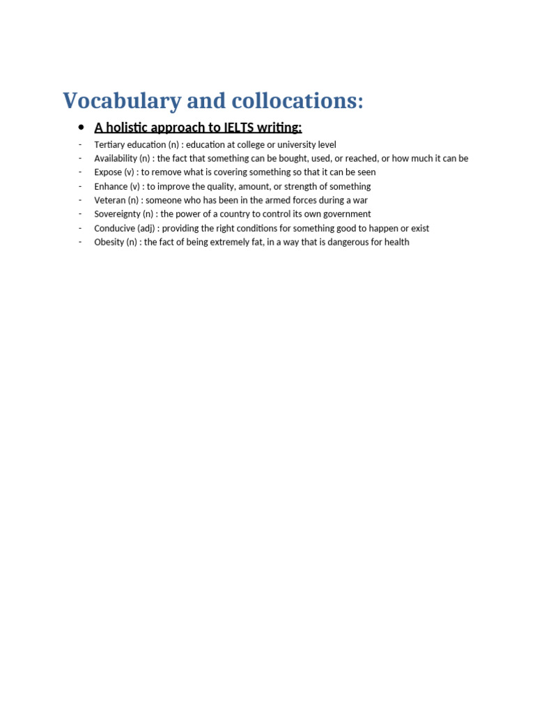 Vocabulary and Collocations | PDF