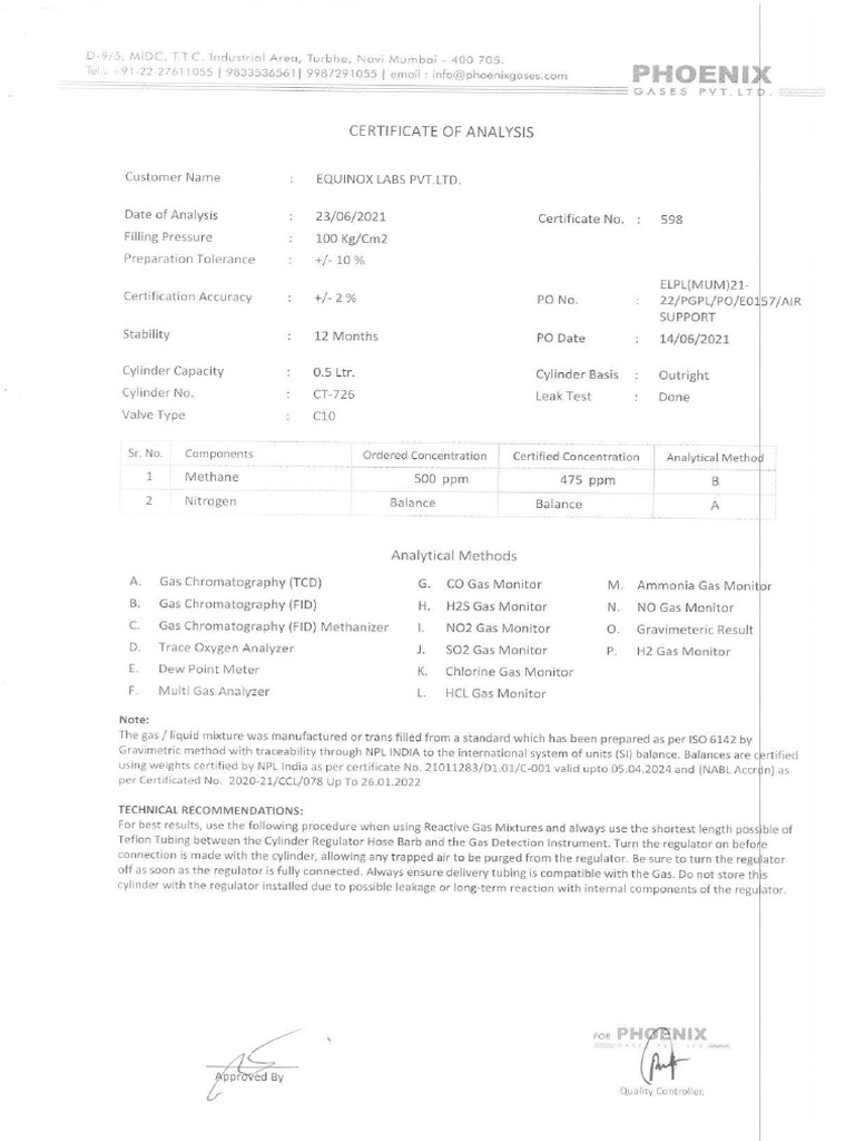 Methane - 500 PPM - 23062021 | PDF