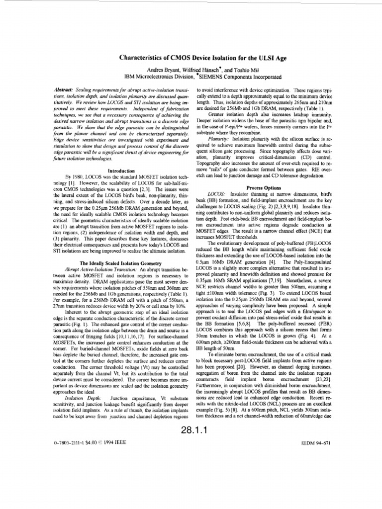 Characteristics of CMOS Device Isolation For The ULSI Age | PDF ...