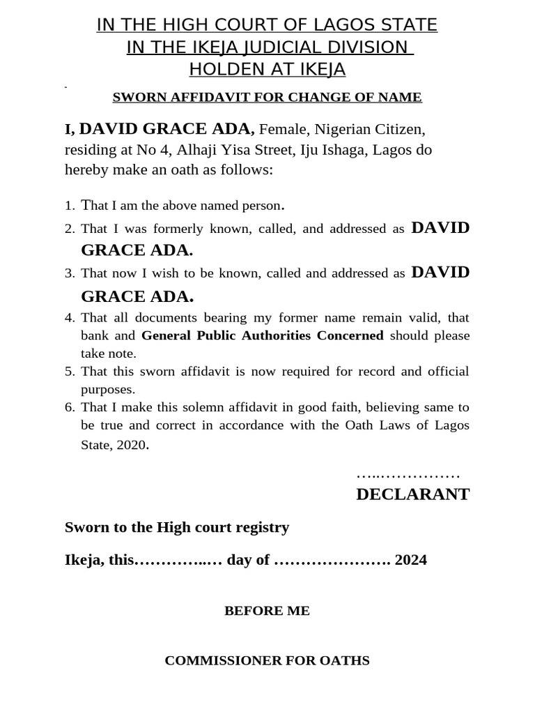 In the High Court of Lagos Stat1 | PDF