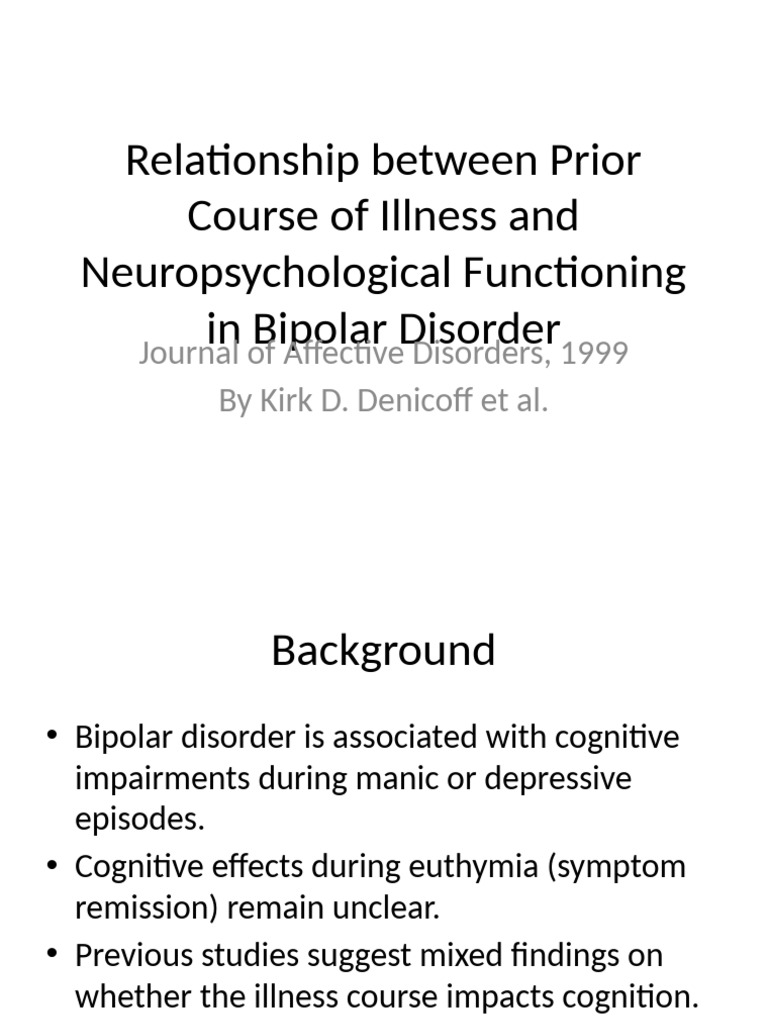Bipolar Disorder Illness Course Cognition Pdf