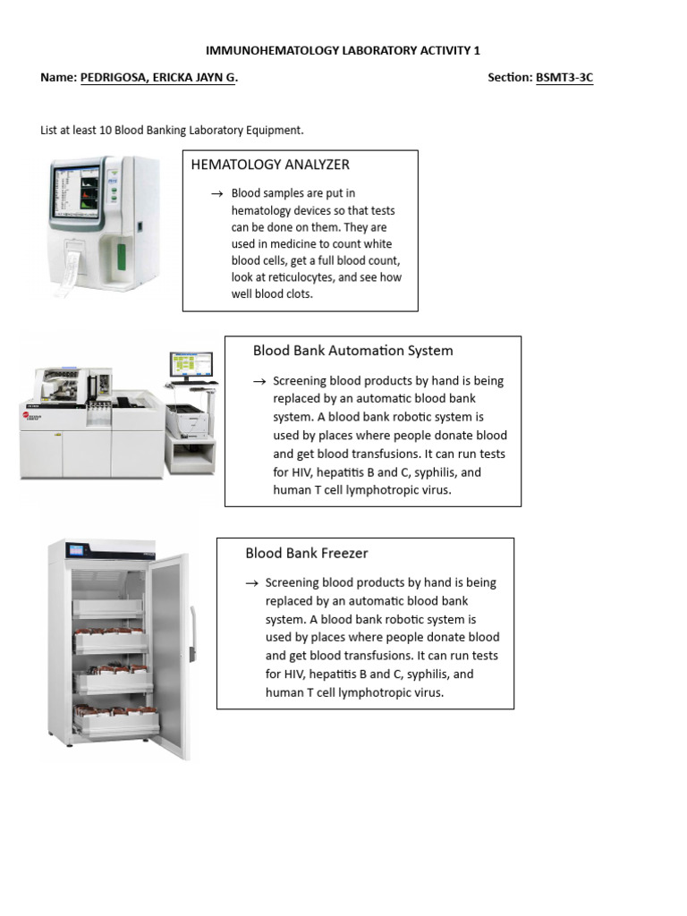 IMMUNOHEMATOLOGY LABORATORY ACTIVITY 1 by PEDRIGOSA | PDF | Blood | Blood Transfusion