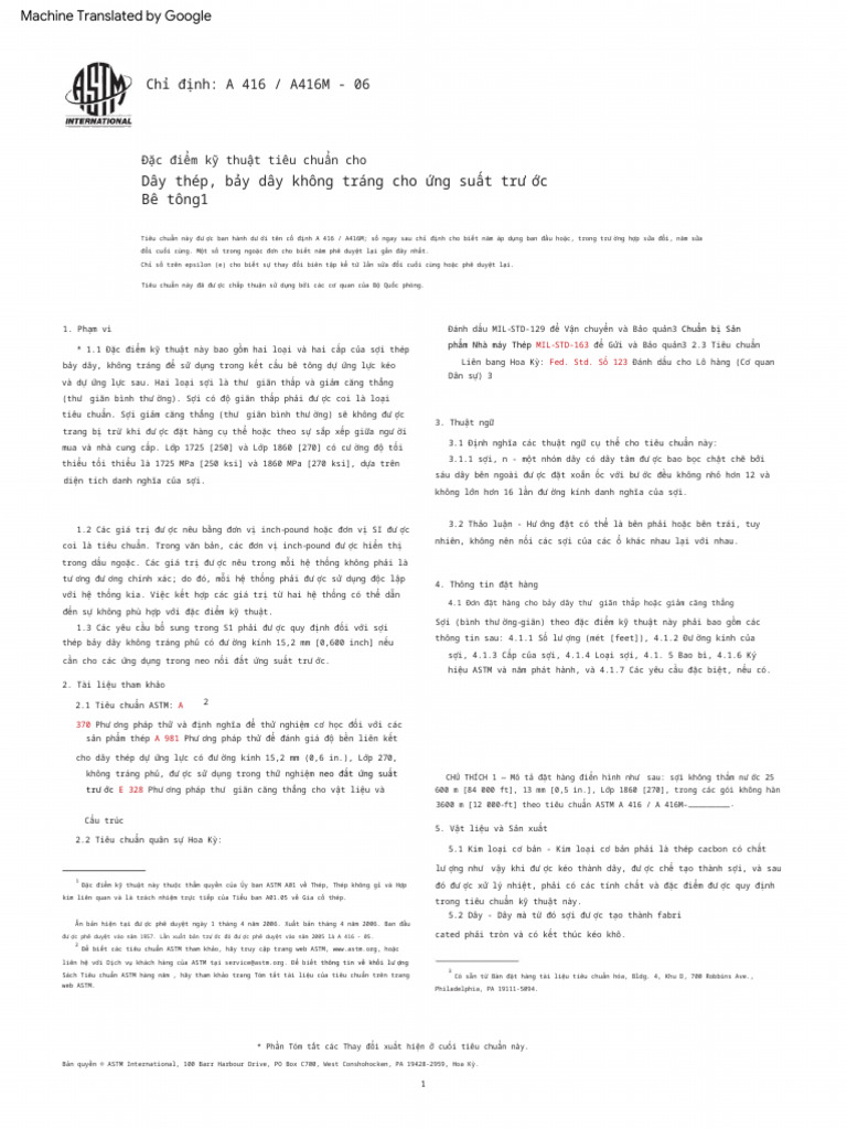 44-ASTM A416M - 06 (CAP DUL) - Tieng Viet | PDF